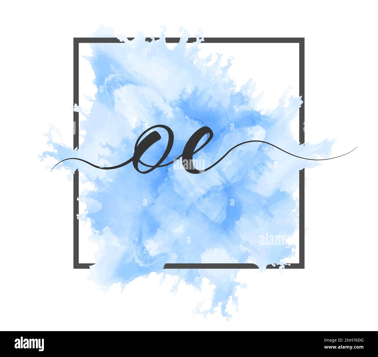 Calligraphic lowercase letters O and E are written in a solid line on a ...