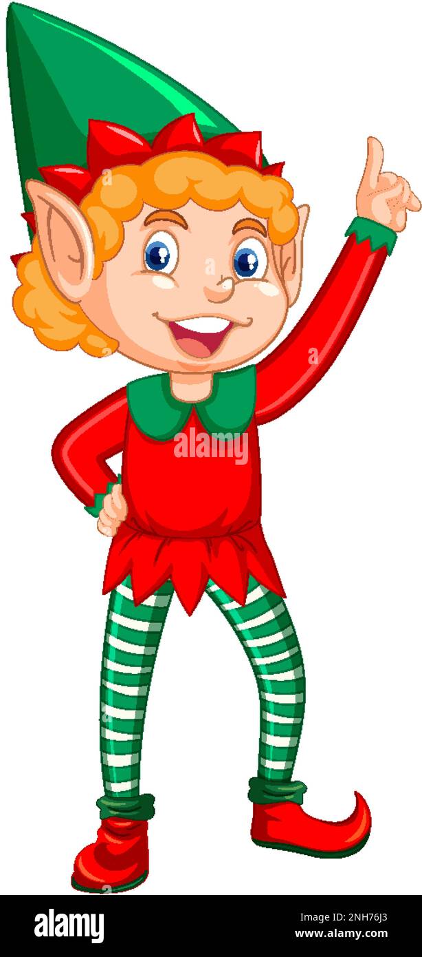 Cute kid wearing elf costume cartoon illustration Stock Vector Image ...