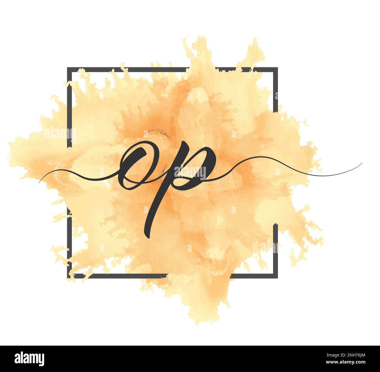 Calligraphic lowercase letters O and P are written in a solid line on a ...