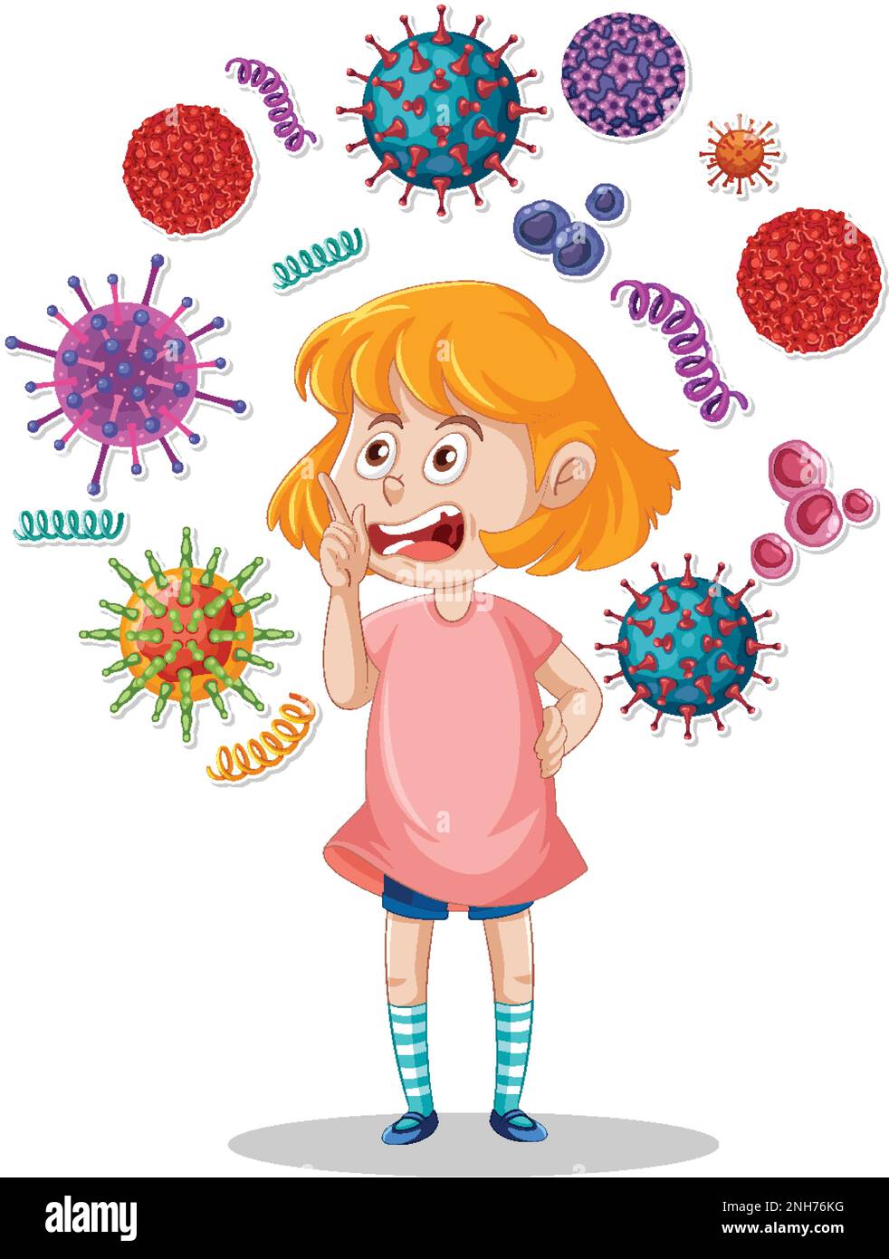 A girl surrounded by germs illustration Stock Vector Image & Art - Alamy
