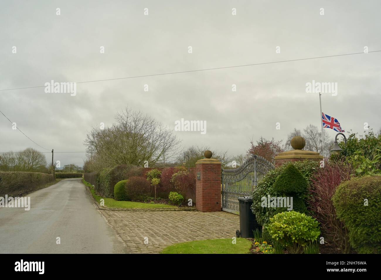 A Flag Flying At Half Mast Outside A House On Rawcliffe Lane In St