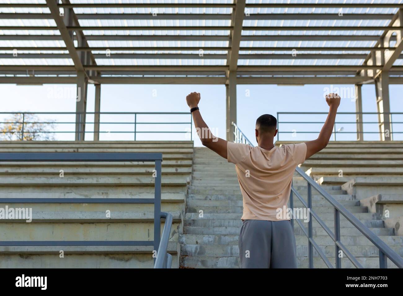 Up hand gesture runner hi-res stock photography and images - Alamy