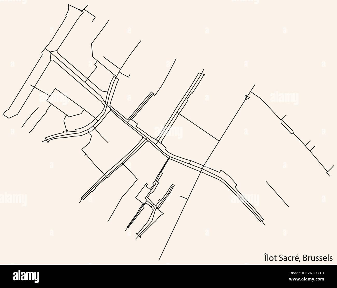 Street roads map of the ILOT SACRE DISTRICT, BRUSSELS Stock Vector ...