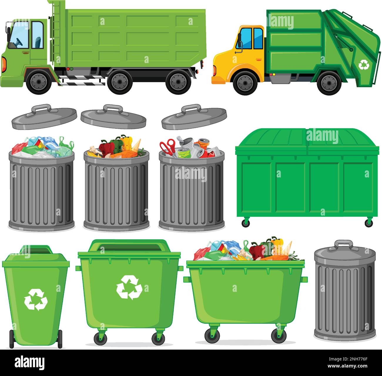 Set of green recycle trash illustration Stock Vector Image & Art - Alamy