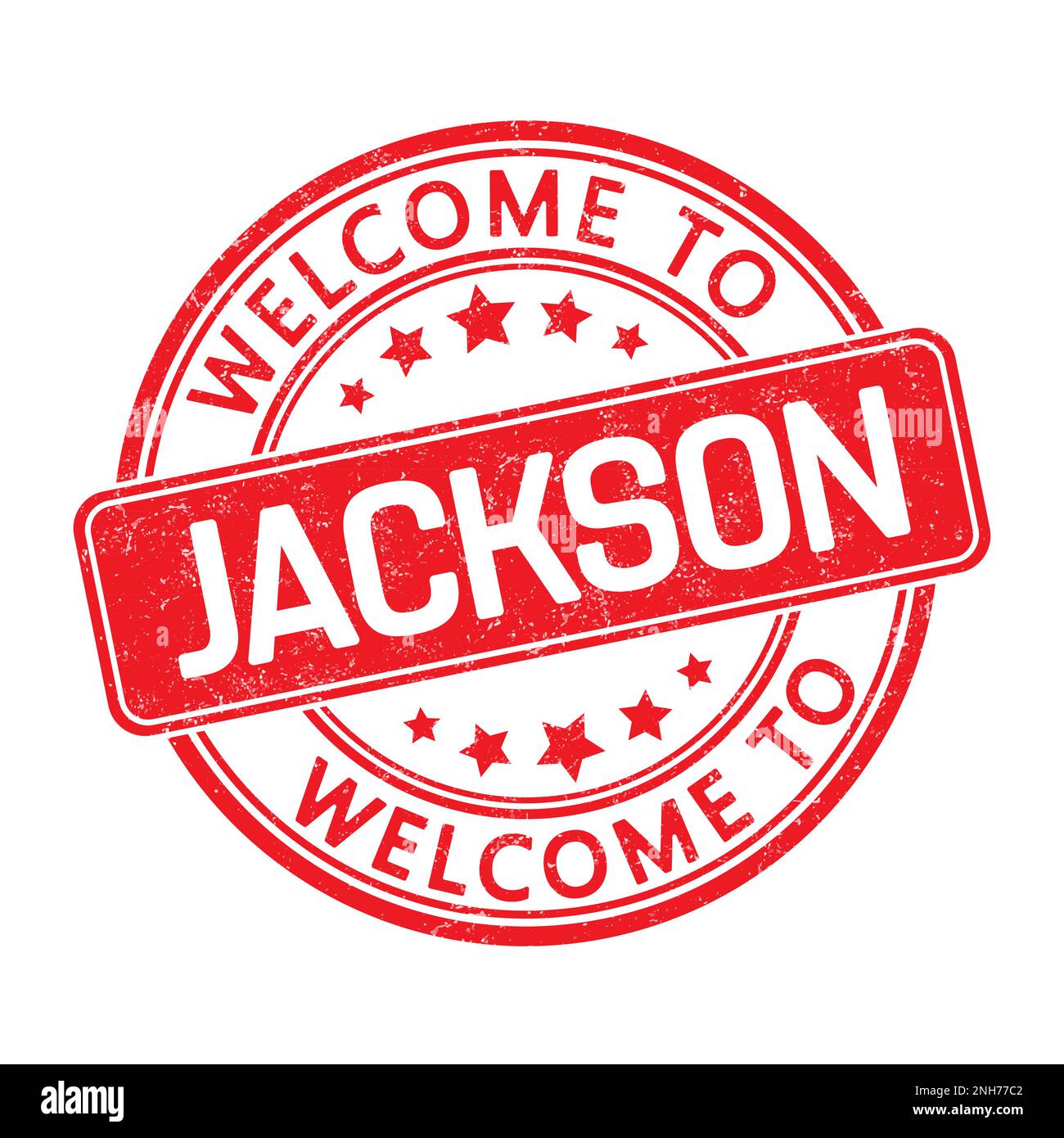 Welcome to JACKSON. Impression of a round stamp with a scuff. Flat ...