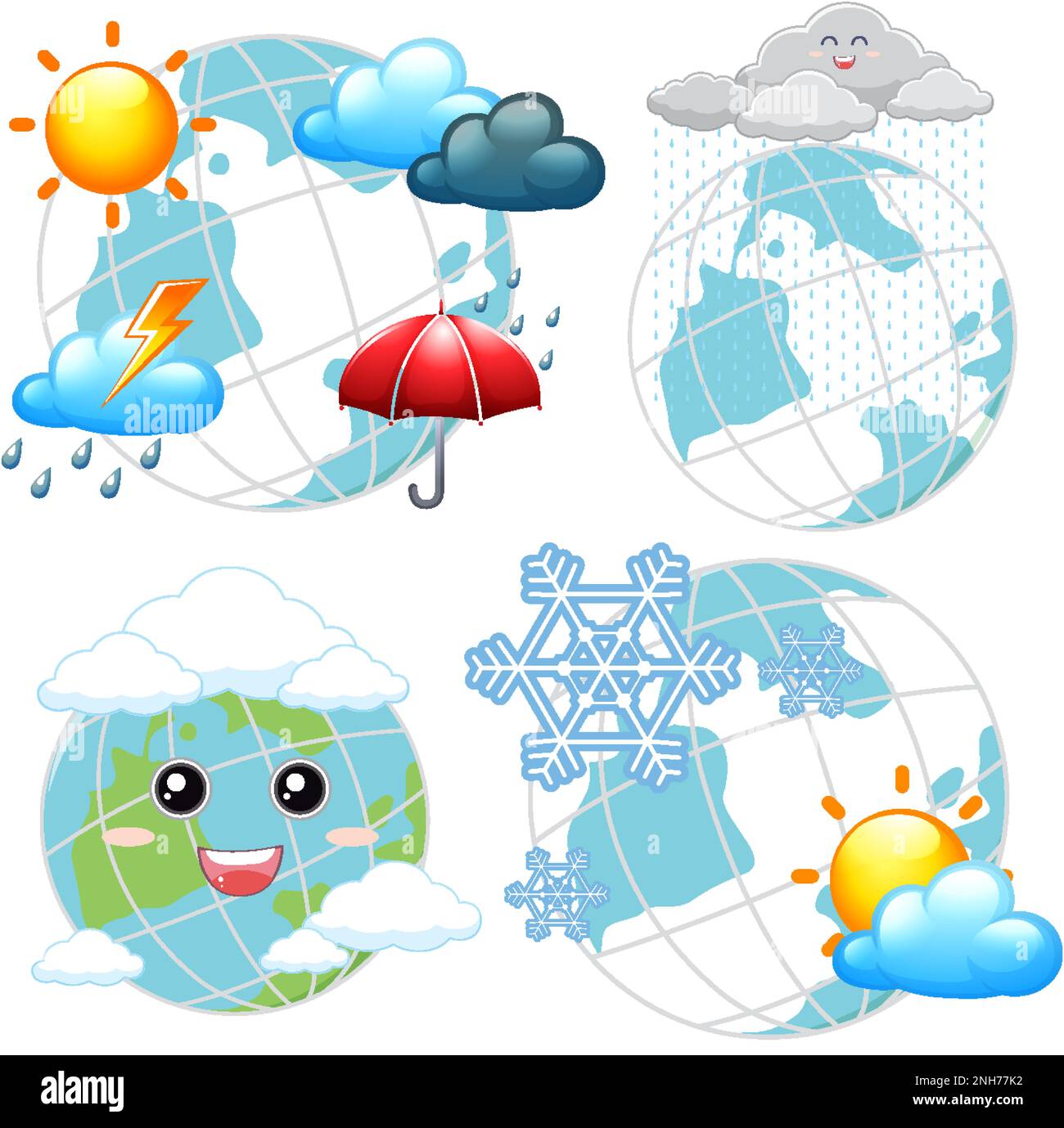 Set of weather and earth globe icons illustration Stock Vector Image ...