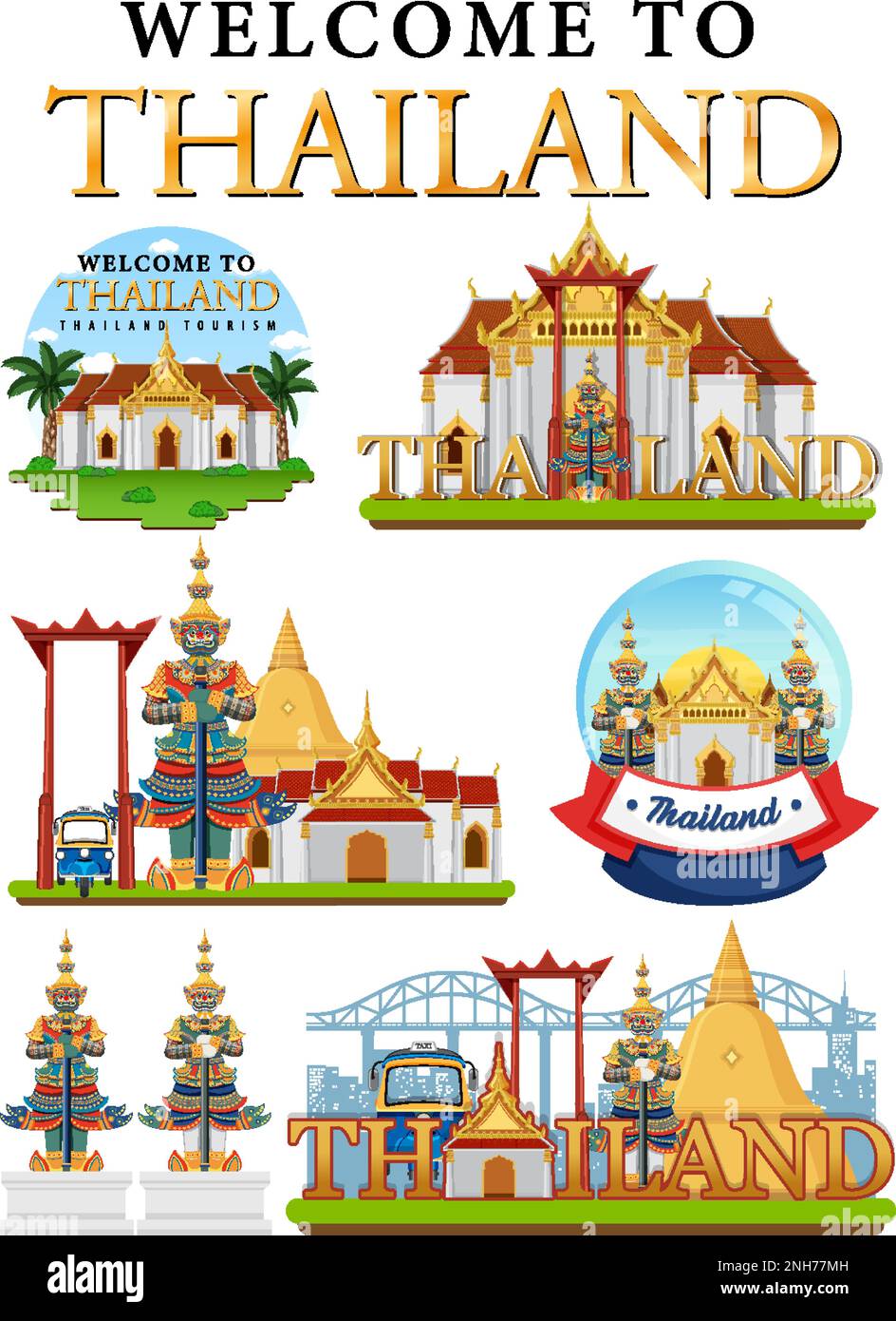 Bangkok Thailand Landmark Logo Banner illustration Stock Vector Image ...