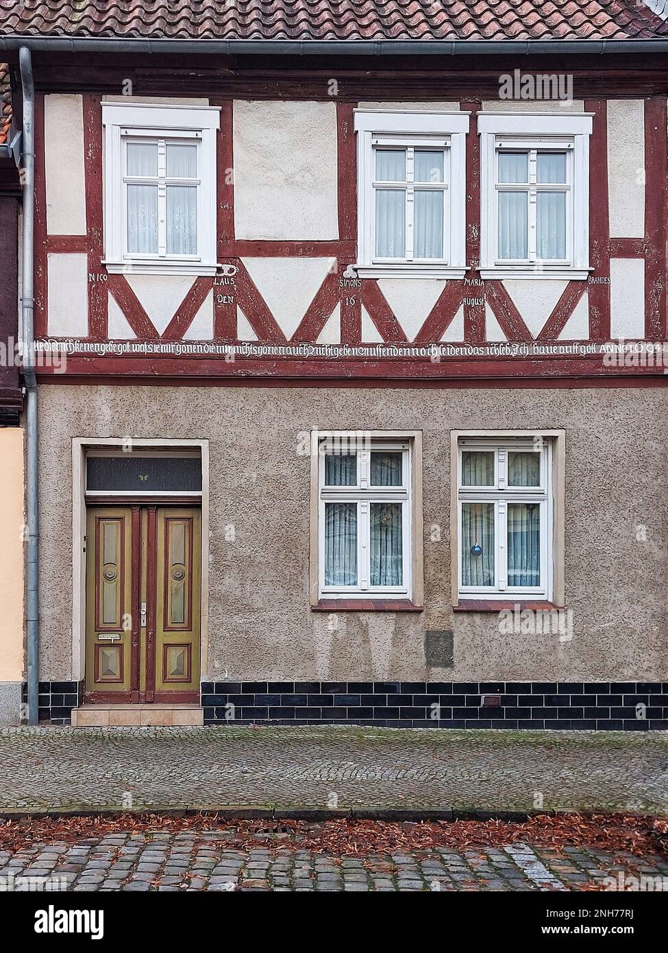 Historic half-timber house in Gardelegen. It is listed as monument and ...