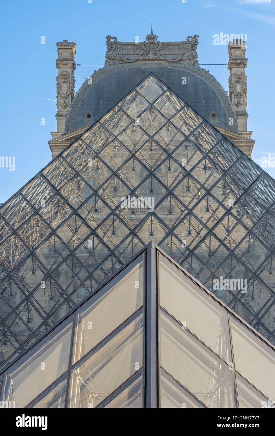 Paris, France - 02 20 2023: The courtyard of the Louvre. View of the ...