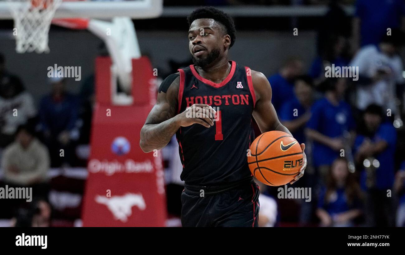 Houston guard Jamal Shead advances the ball against SMU during an NCAA ...