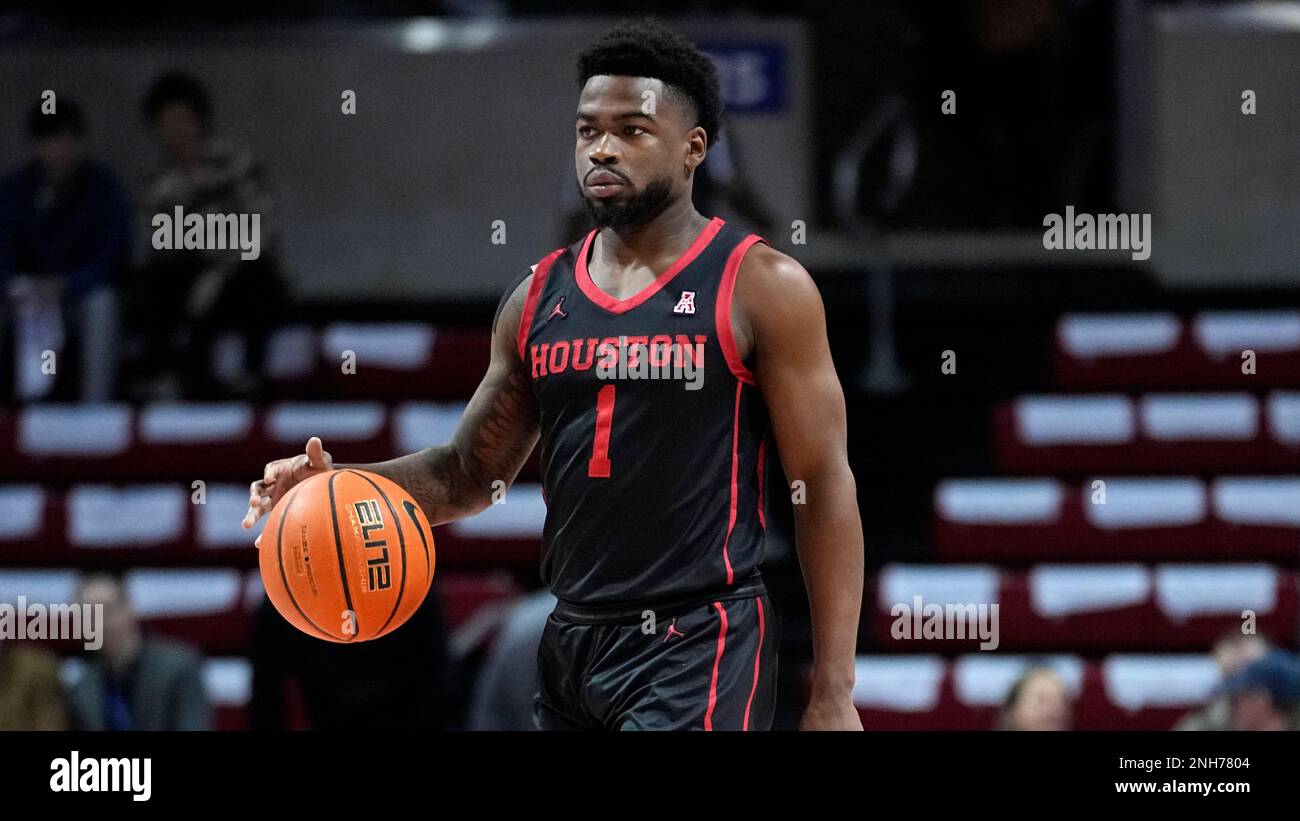 Houston guard Jamal Shead advances the ball against SMU during an NCAA ...