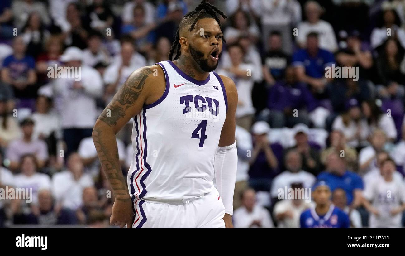 TCU center Eddie Lampkin Jr. celebrates during an NCAA college ...