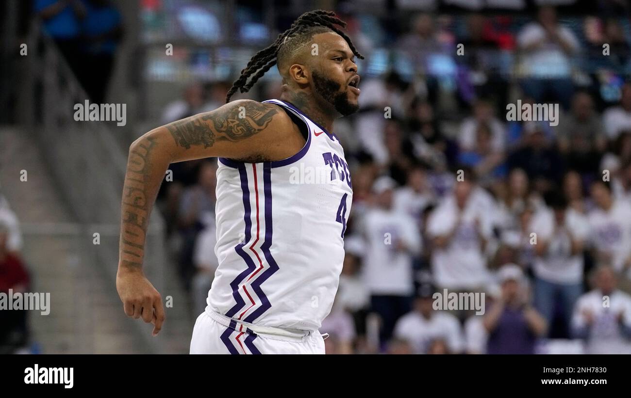 TCU center Eddie Lampkin Jr. celebrates during an NCAA college ...