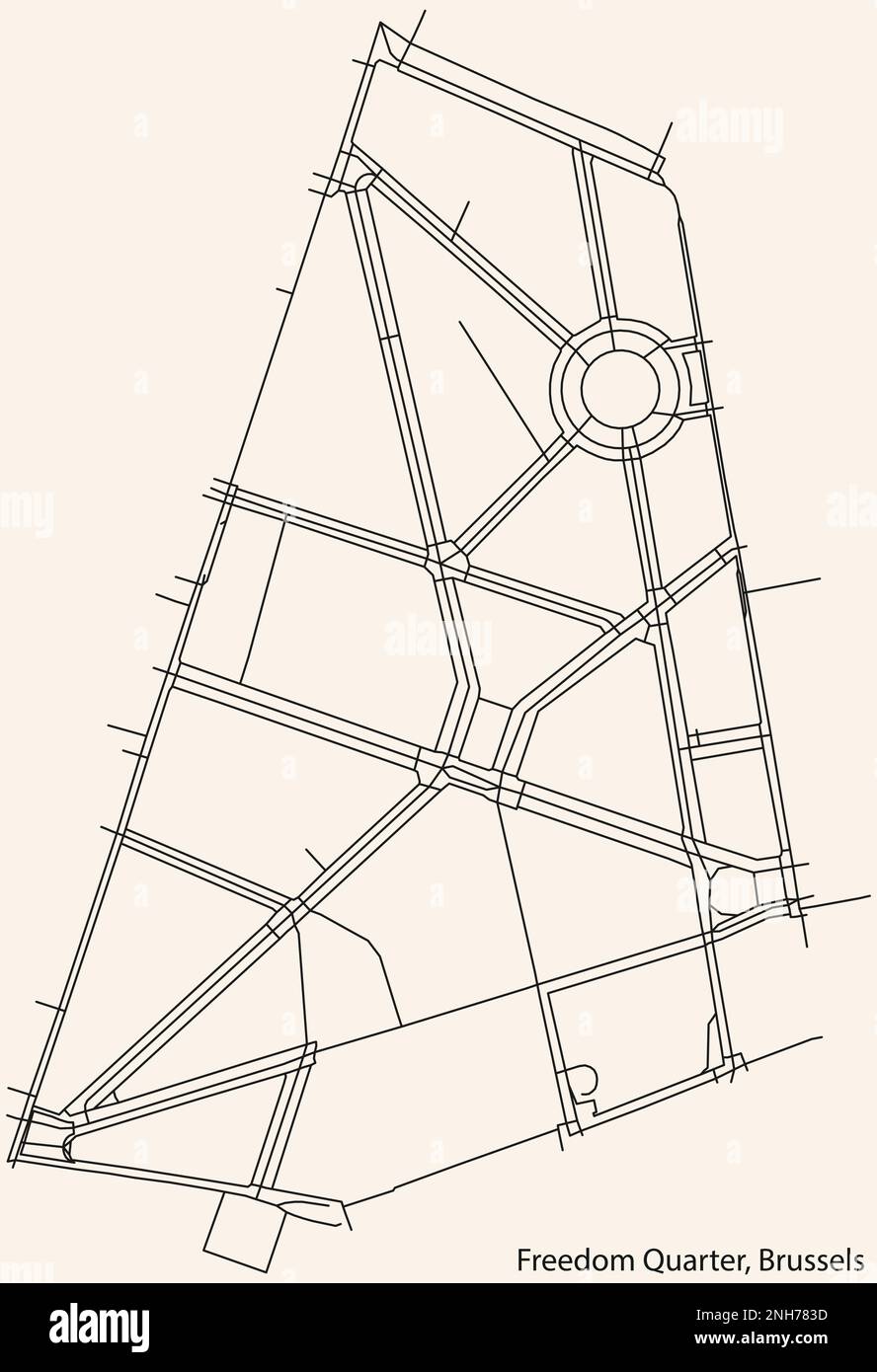 Street roads map of the FREEDOM QUARTER (LIBERTÉS, VRIJHEIDSWIJK ...