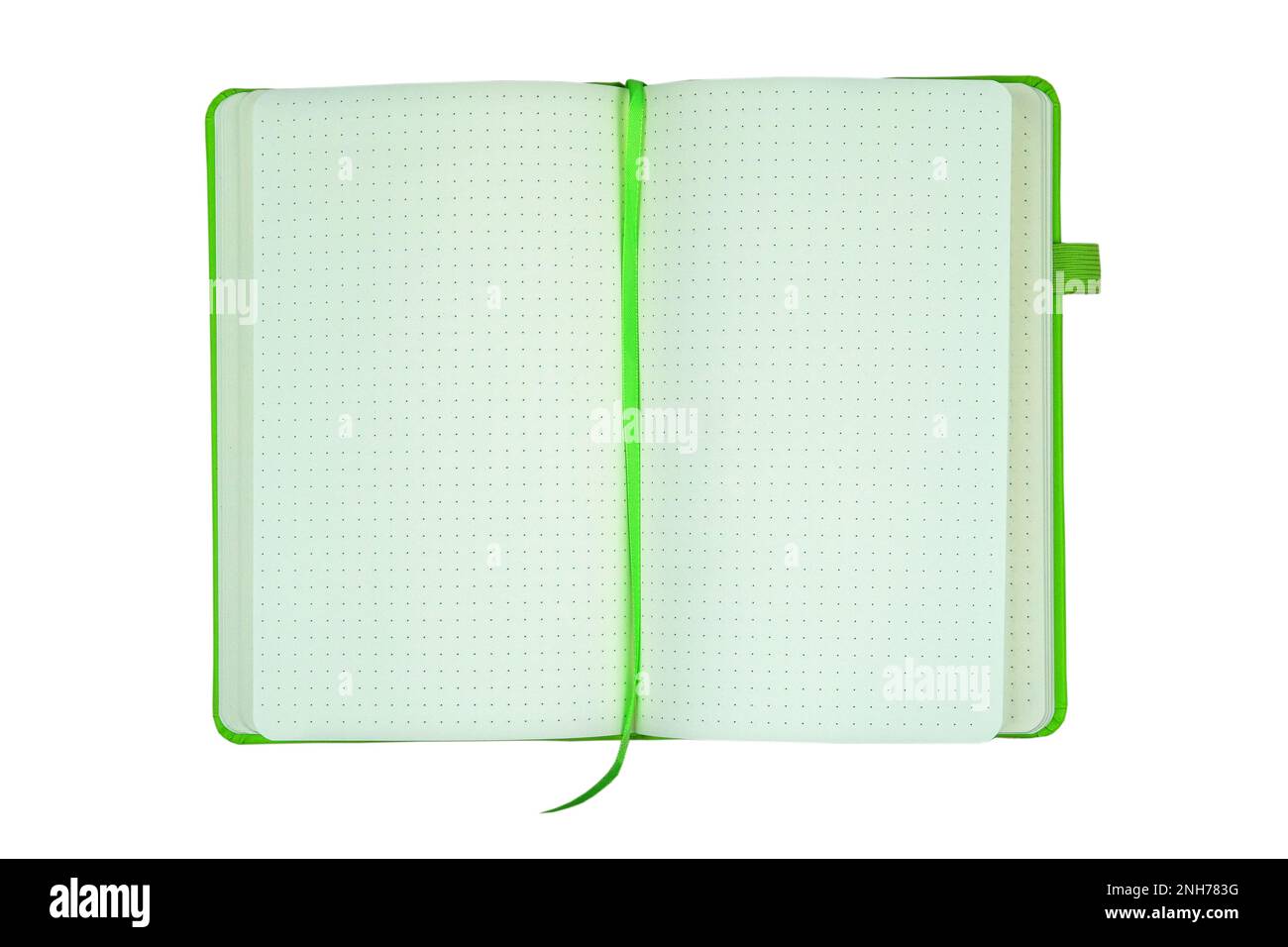 Green notebook isolated on white background. Closed. Top view Stock ...