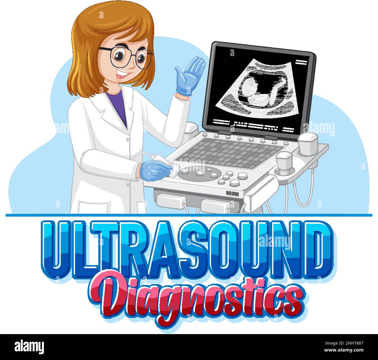 Doctor using ultrasound scanning machine illustration Stock Vector ...