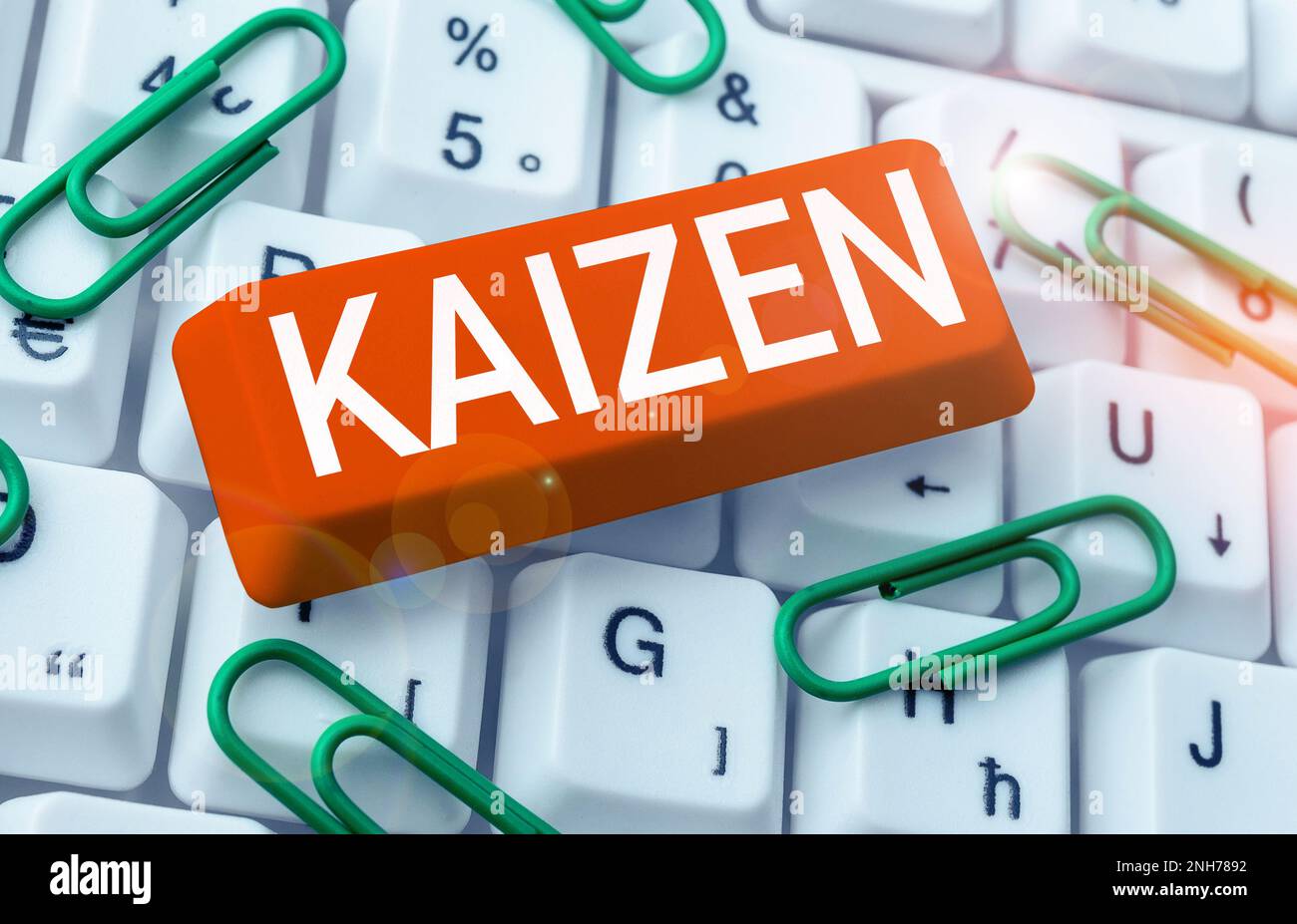 Hand writing sign Kaizen. Internet Concept a Japanese business philosophy of improvement of ...