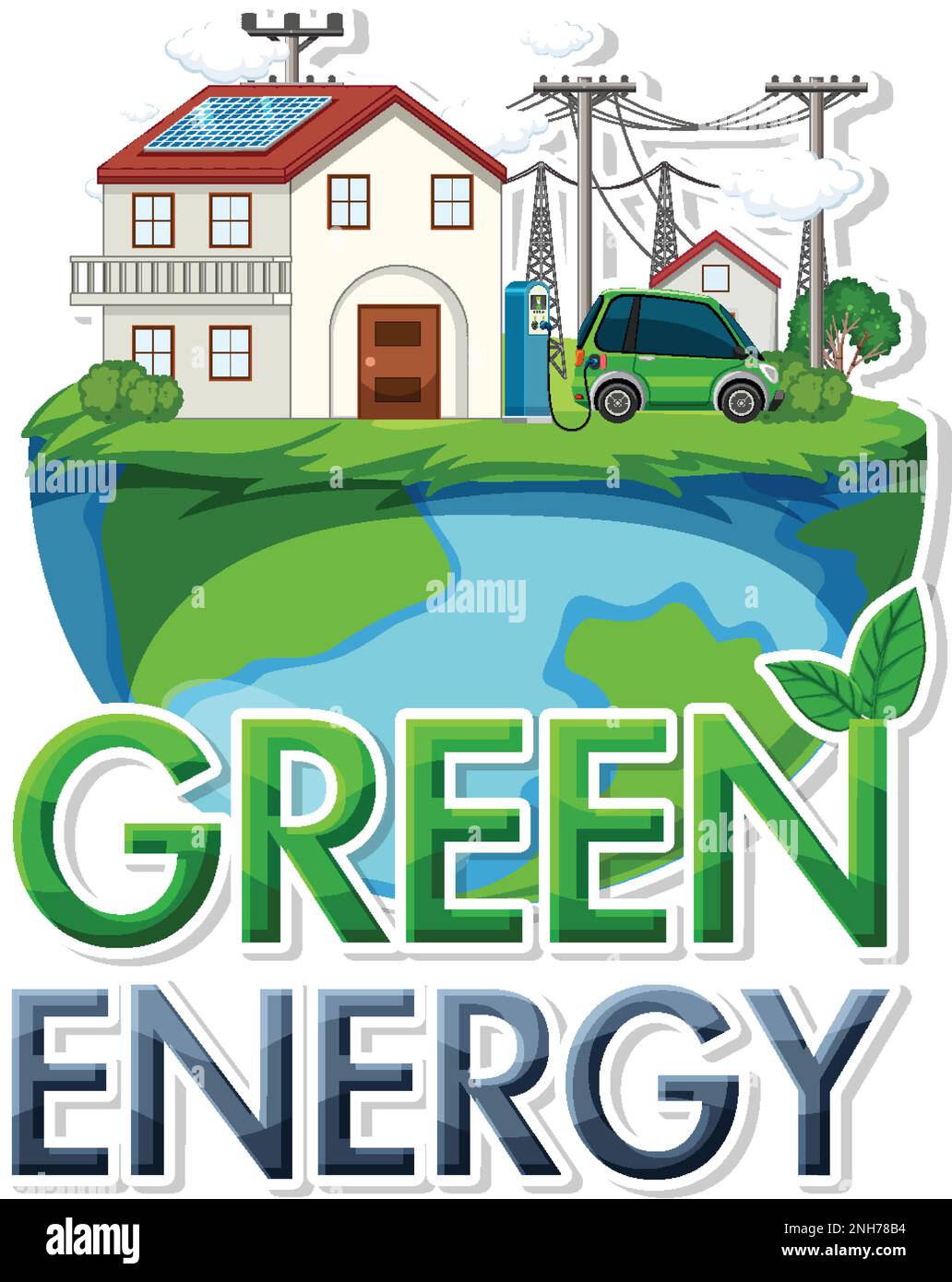 Green energy text banner design illustration Stock Vector Image & Art ...