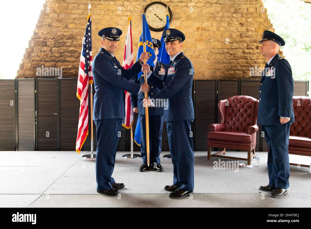 U.S. Air Force Col. Edward Spinelli, right, 422nd Air Base Group ...