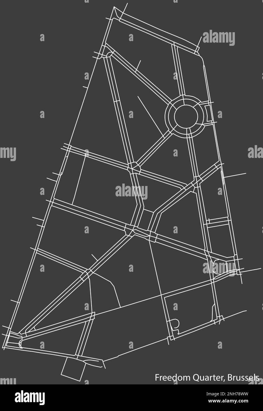 Street roads map of the FREEDOM QUARTER (LIBERTÉS, VRIJHEIDSWIJK ...