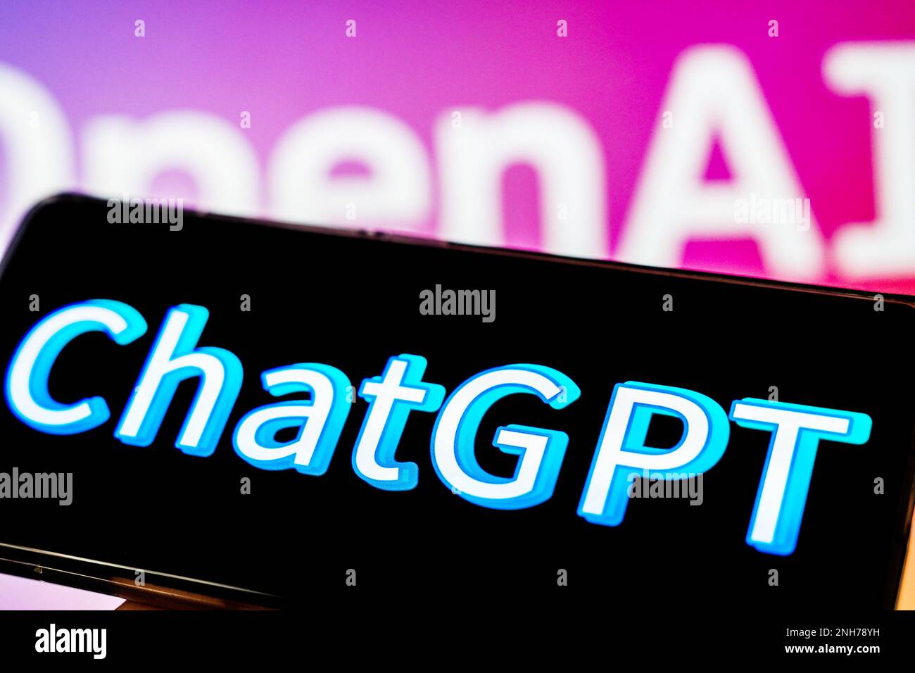 In this photo illustration, a ChatGPT logo is displayed on the screen ...