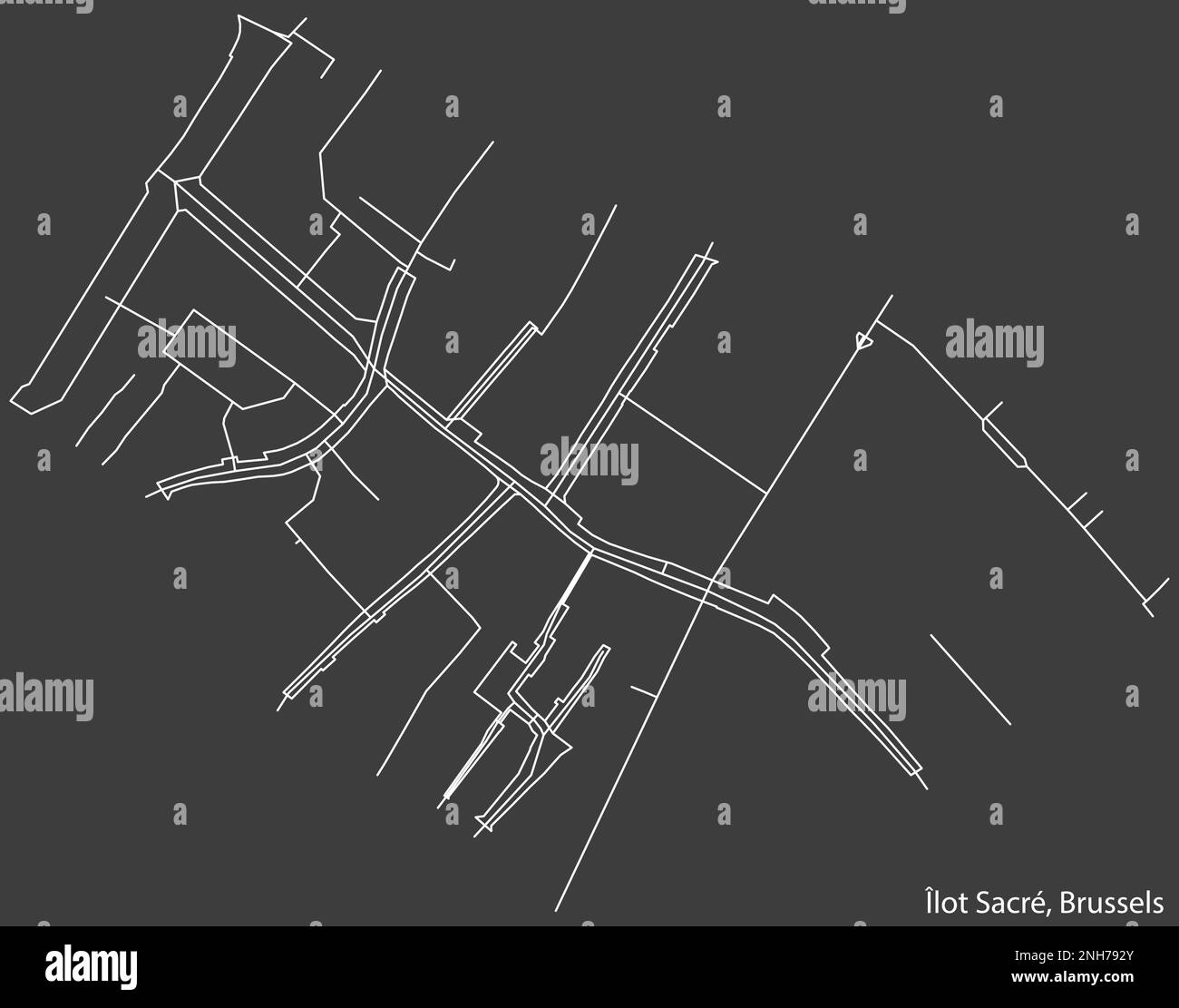 Street roads map of the ILOT SACRE DISTRICT, BRUSSELS Stock Vector ...