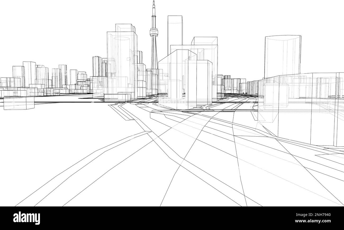 3d urban landscape. Buildings and roads Stock Photo - Alamy