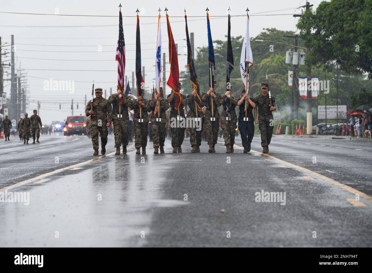 The joint color guard march in Guam's 78th Annual Liberation Day parade ...