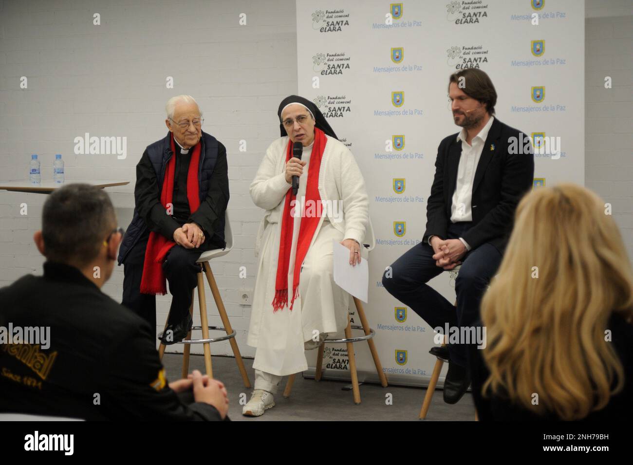 Sister Lucia Caram (c) speaks during the presentation of the ...