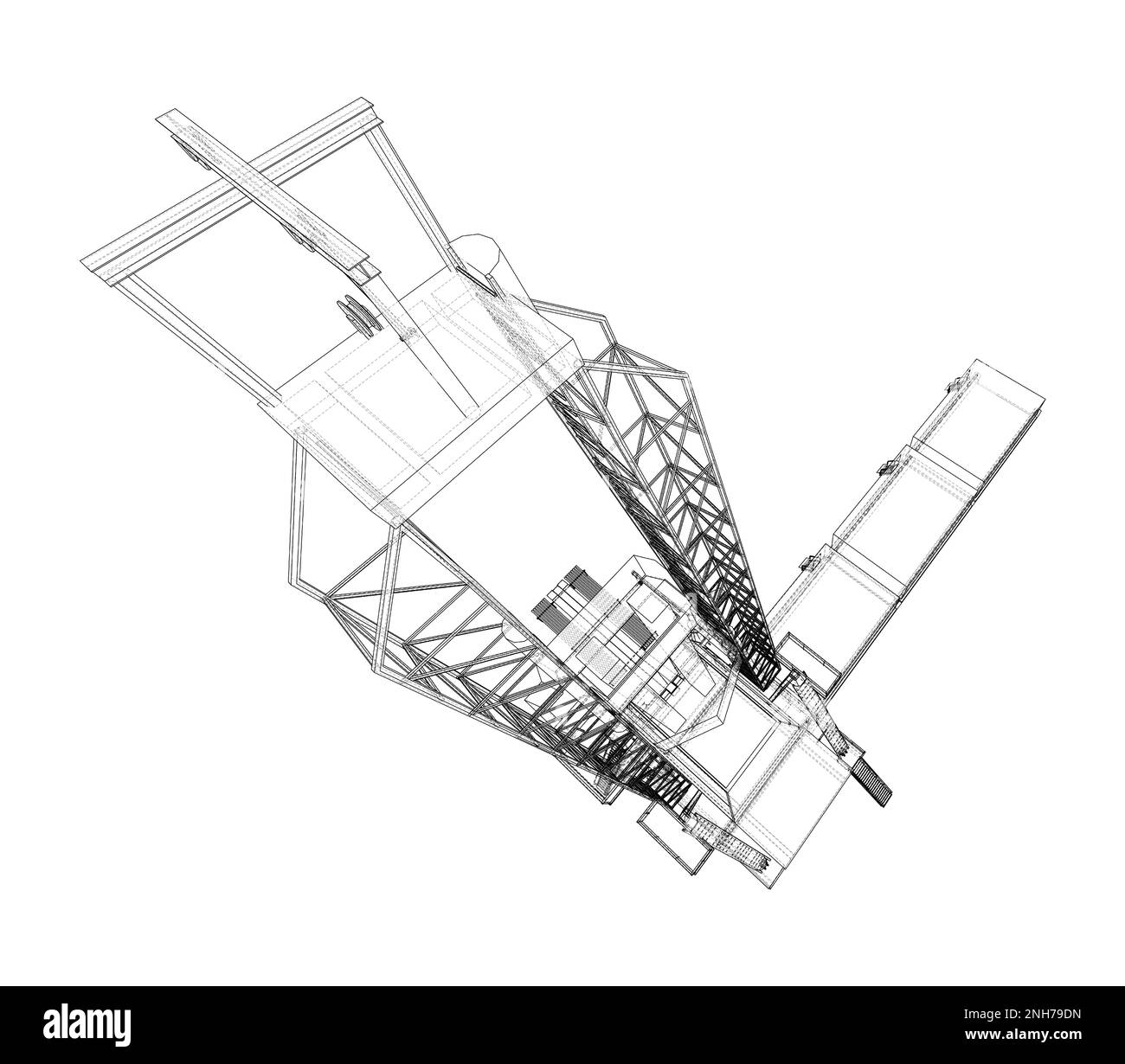 Oil rig. Wire-frame style Stock Photo - Alamy