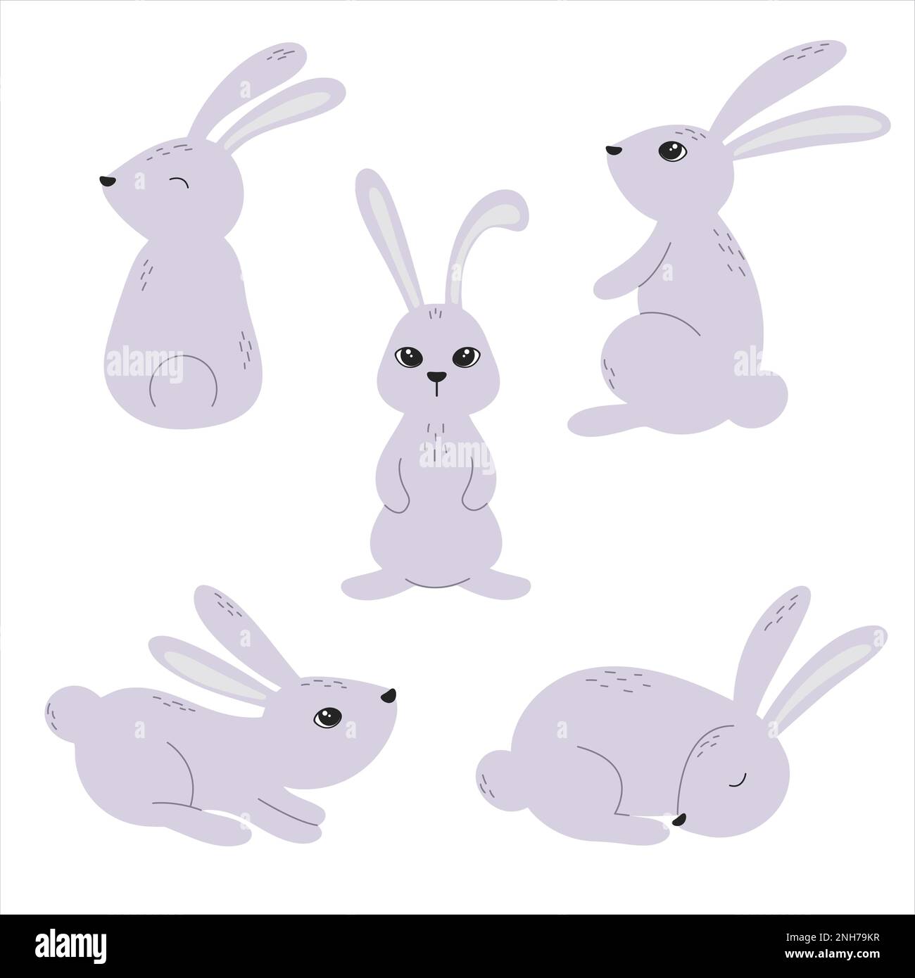 Cute gray rabbits cartoon collection Stock Vector Image & Art - Alamy