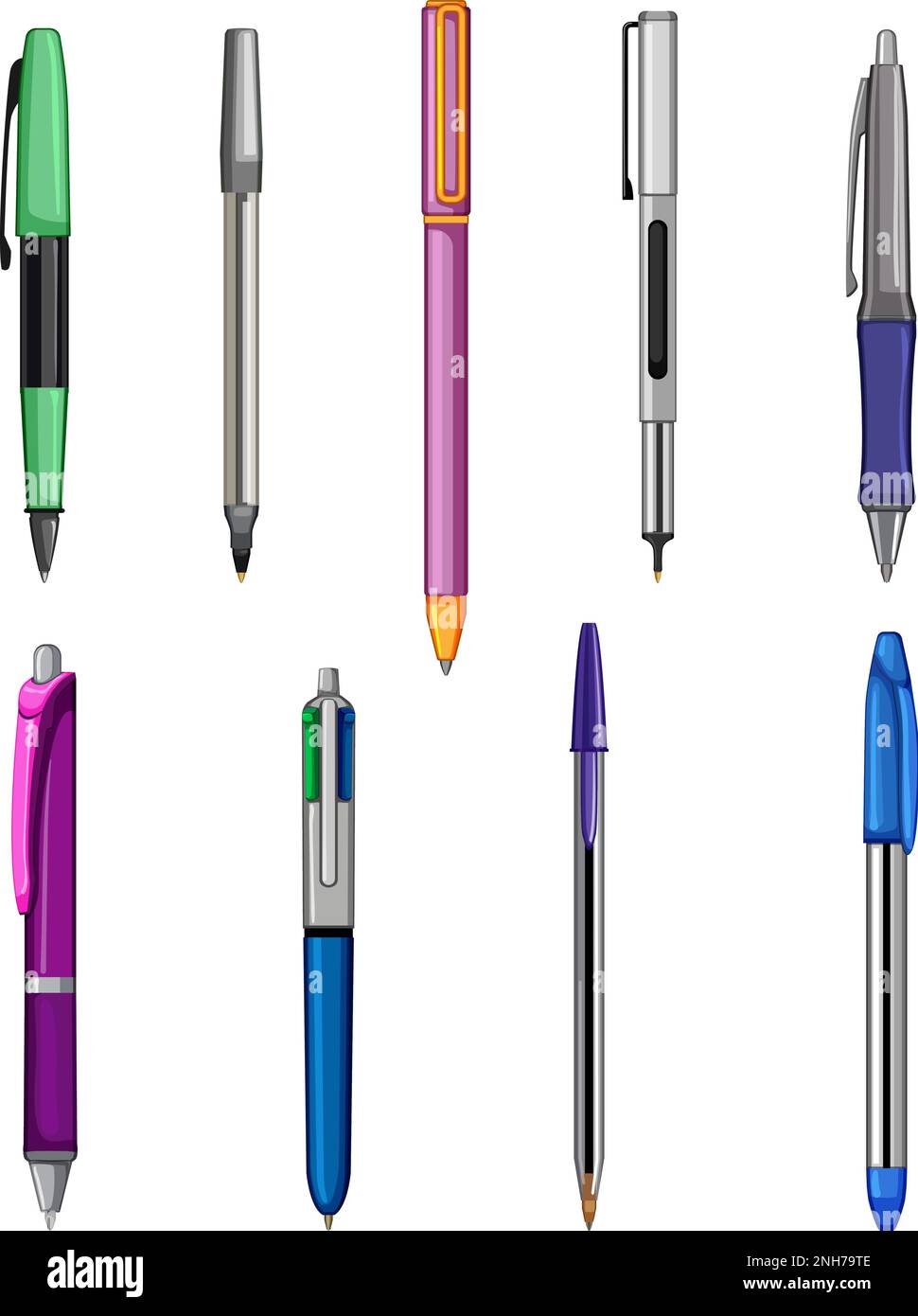 pen set cartoon vector illustration color sign Stock Vector Image & Art ...