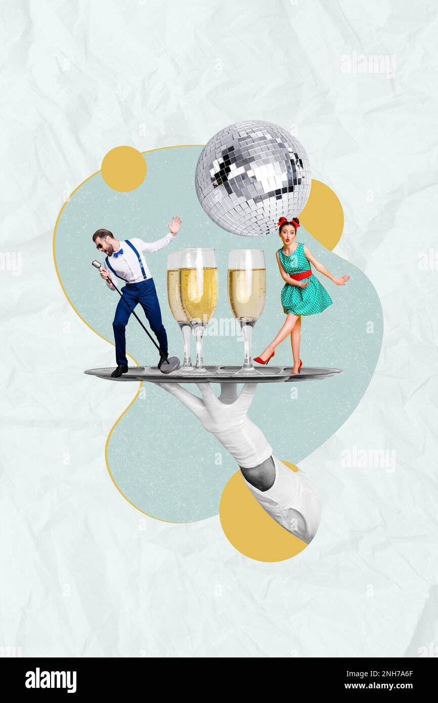 Composite photo collage of party concept woman dancing have fun ...