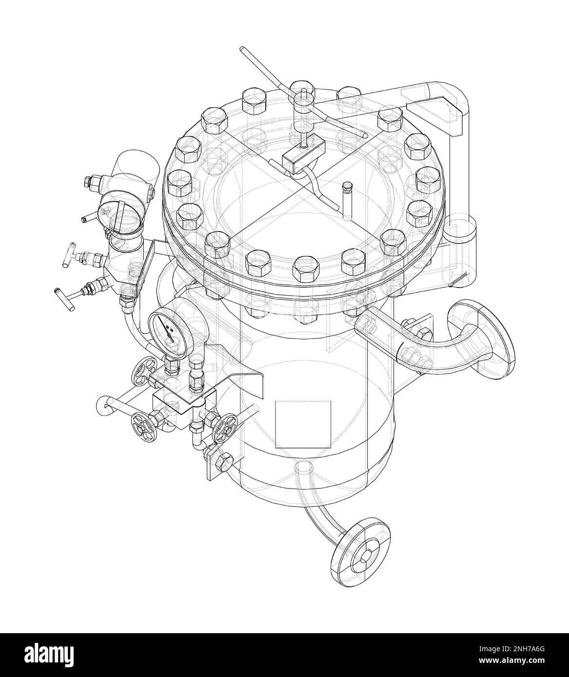 Industrial air filter with taps and pressure gauge Stock Photo - Alamy
