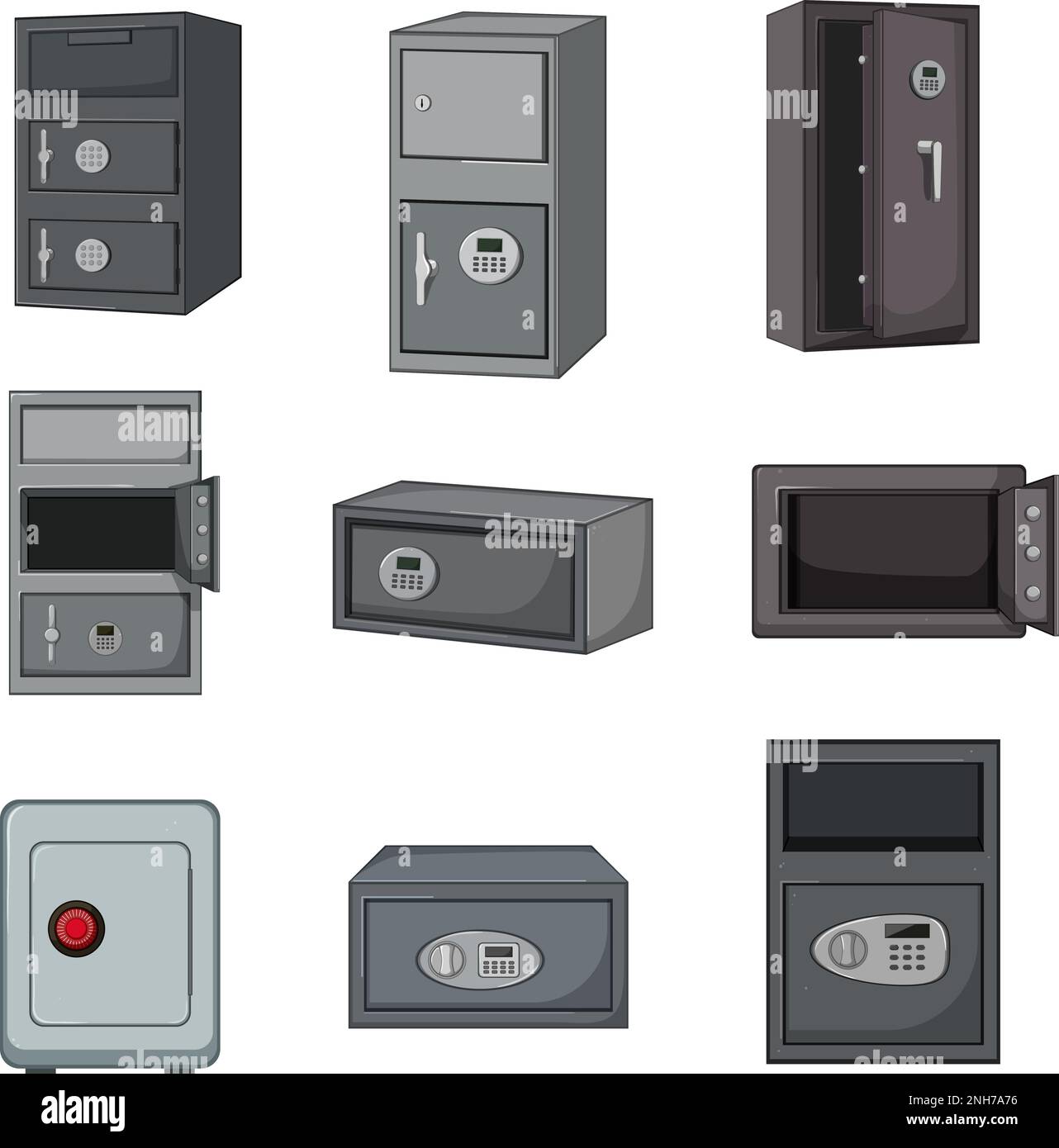 safe set cartoon vector illustration color sign Stock Vector Image ...