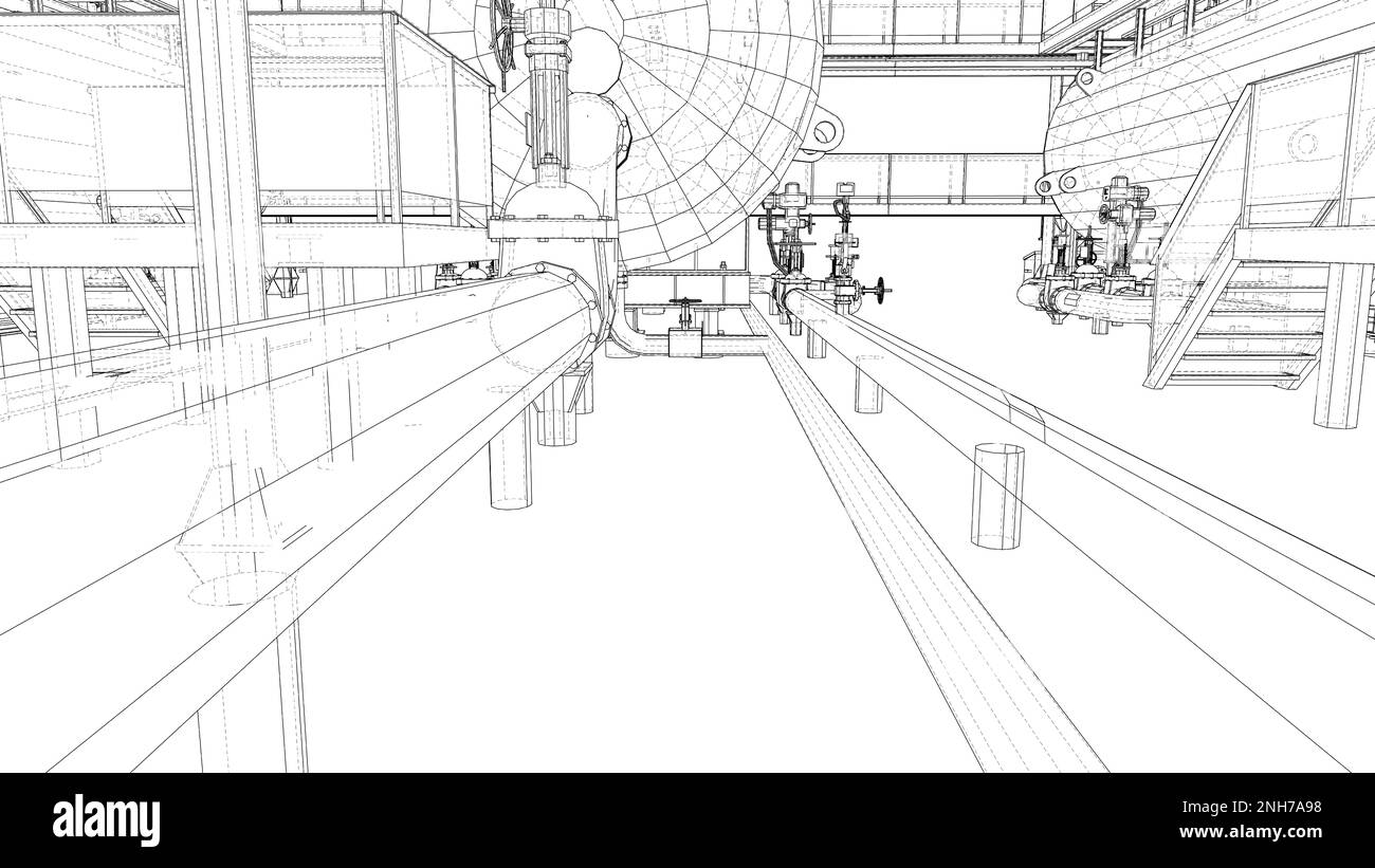 Sketch of industrial equipment Stock Photo - Alamy