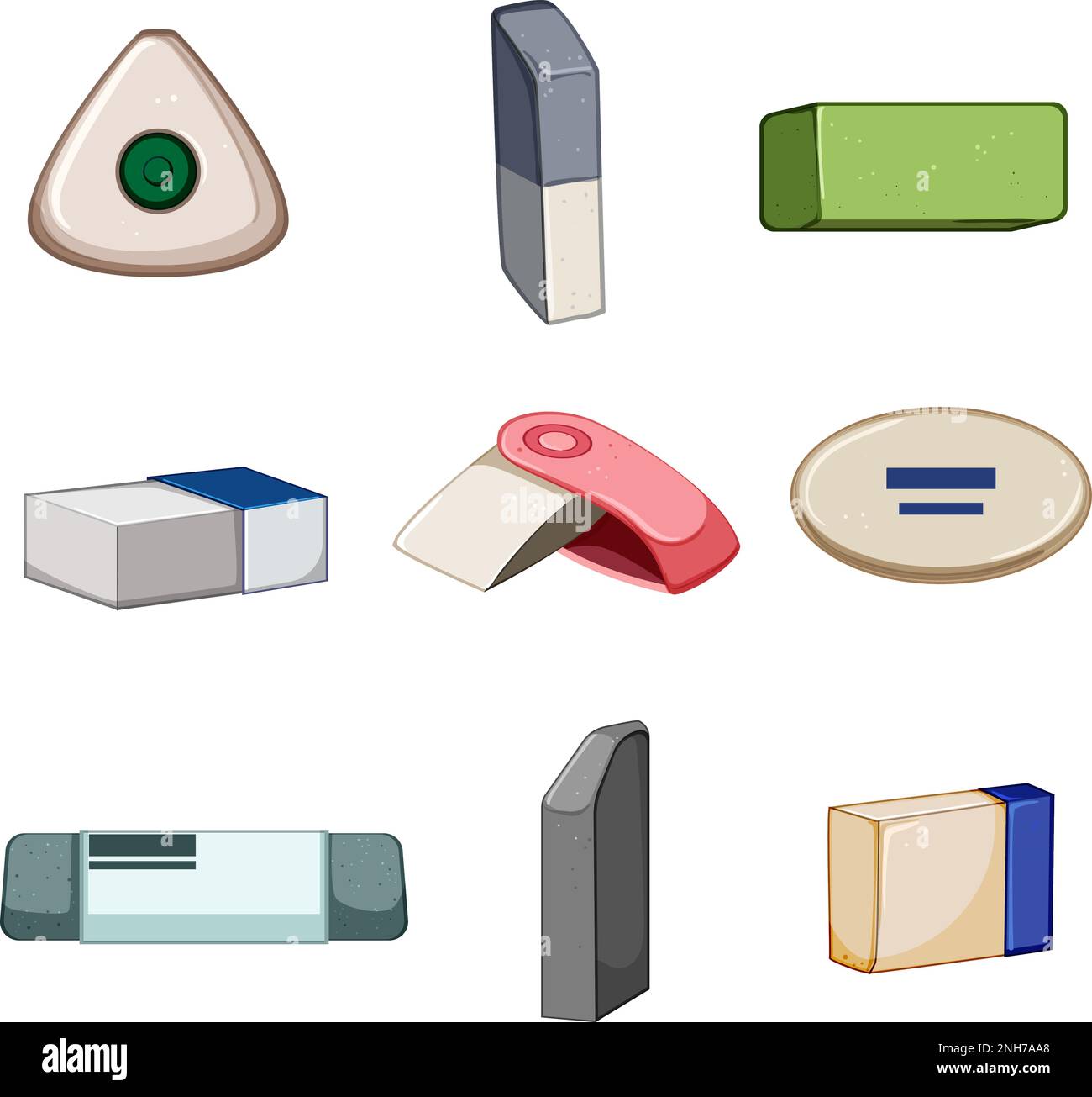 eraser set cartoon vector illustration color sign Stock Vector Image ...
