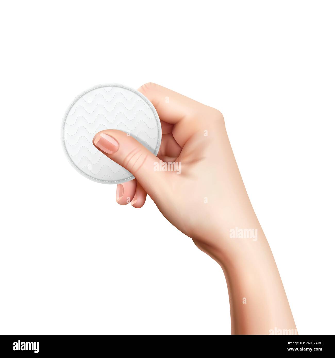 Realistic cosmetic cotton pads hand composition white pad in a womans ...