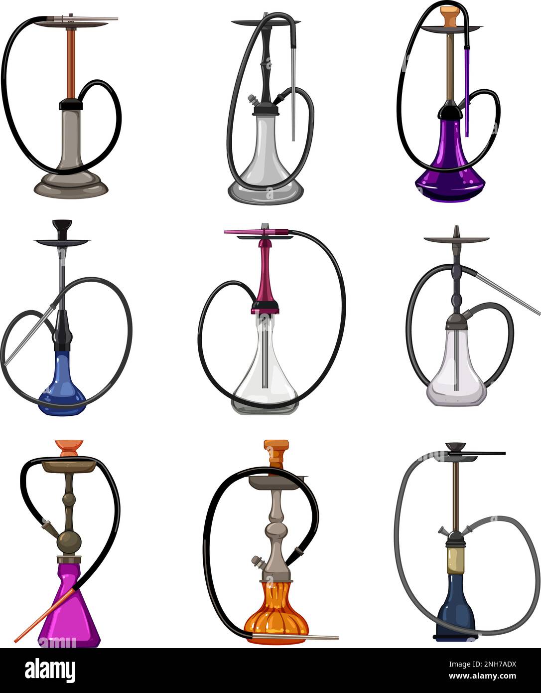 hookah shisha set cartoon vector illustration color Stock Vector Image ...