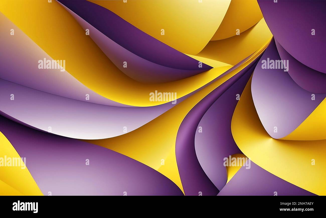 Abstract yellow and violet background, wallpaper of waves, veils ...