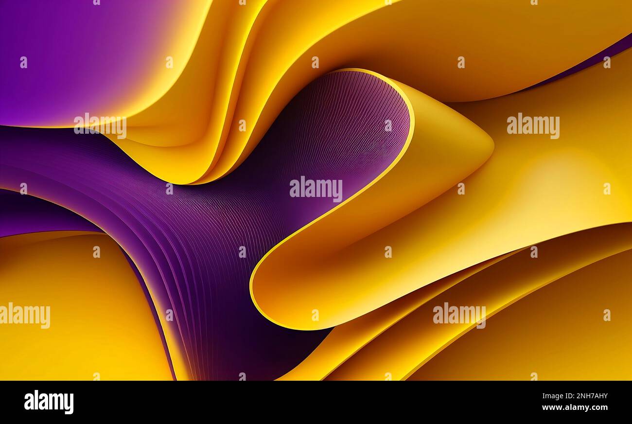 Abstract yellow and violet background, wallpaper of waves, veils ...