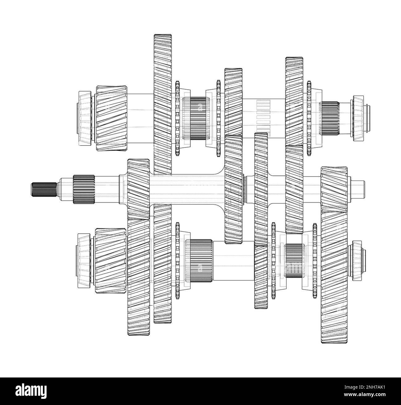Gearbox sketch. 3d illustration Stock Photo - Alamy