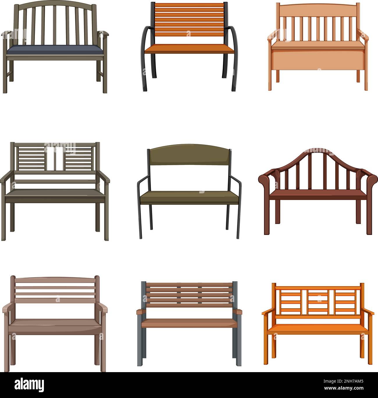 garden outdoor bench set cartoon vector illustration Stock Vector Image ...