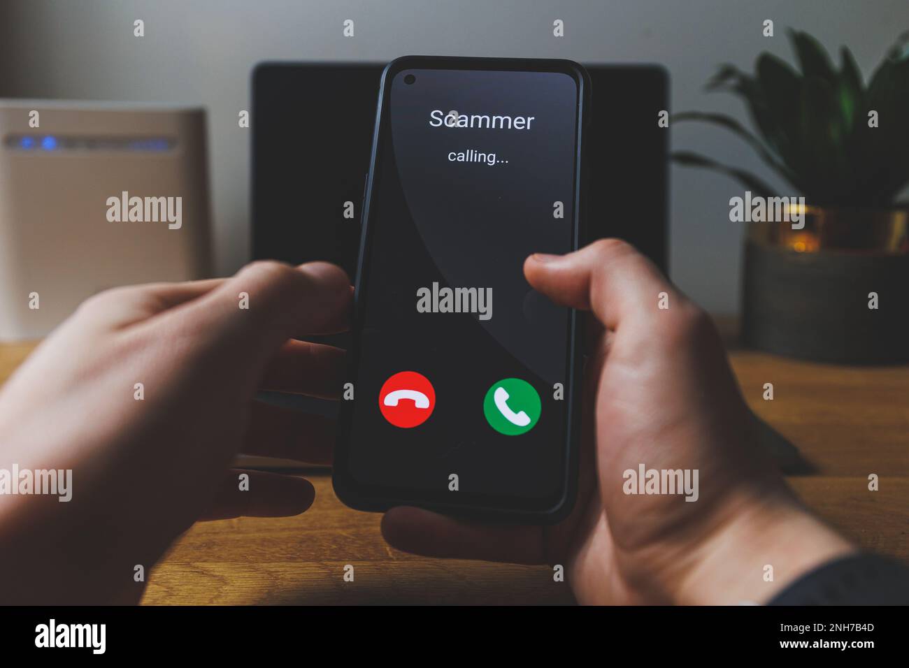 Phone call from scammer. Incoming scam call concept Stock Photo - Alamy