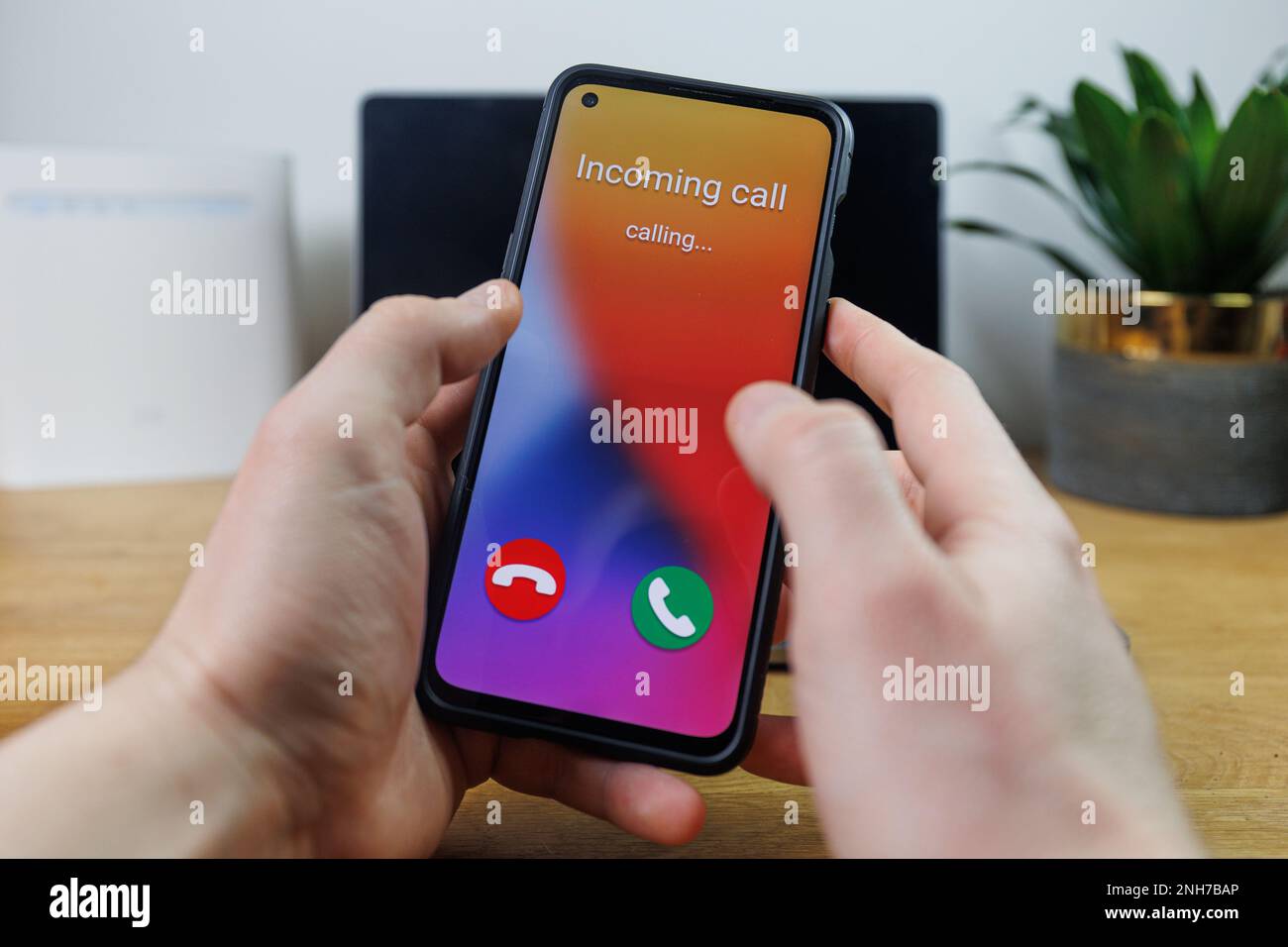 Incoming call on phone. Phone call concept Stock Photo - Alamy