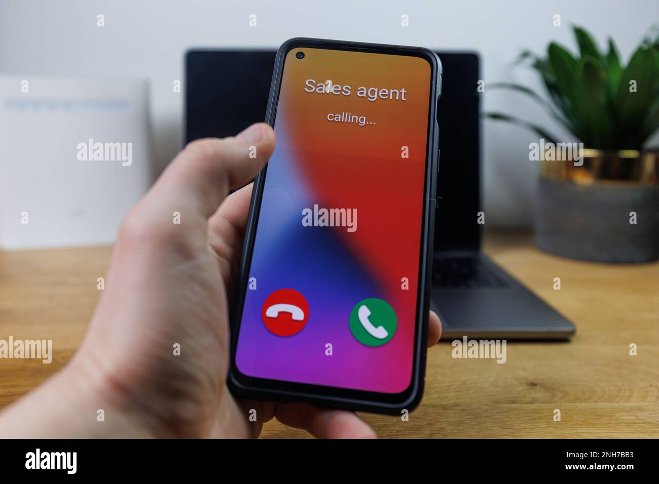 Phone call from sales agent. Icoming sales agent call Concept Stock ...