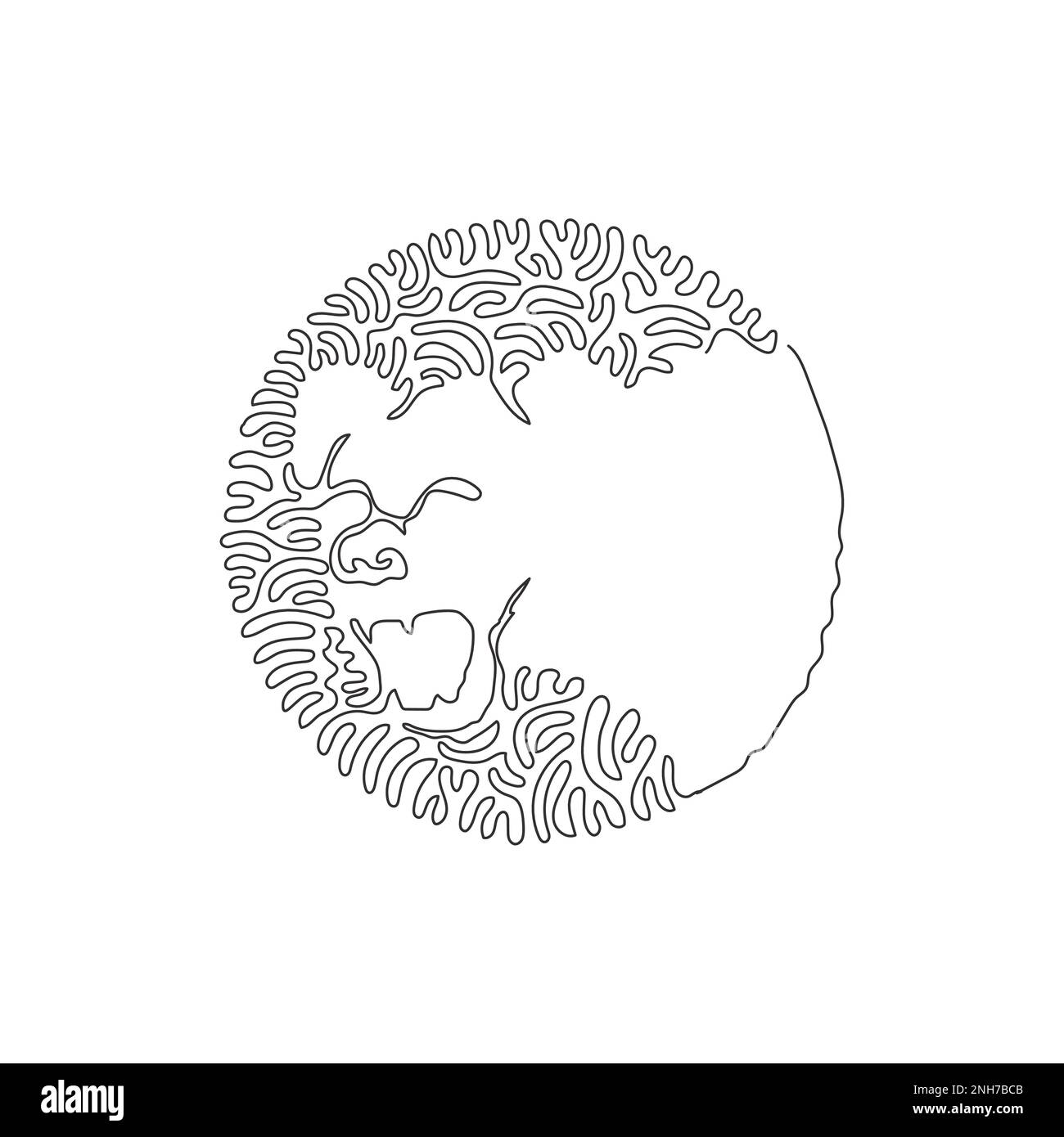 Single one curly line drawing of hyena deadly predators. Continuous ...