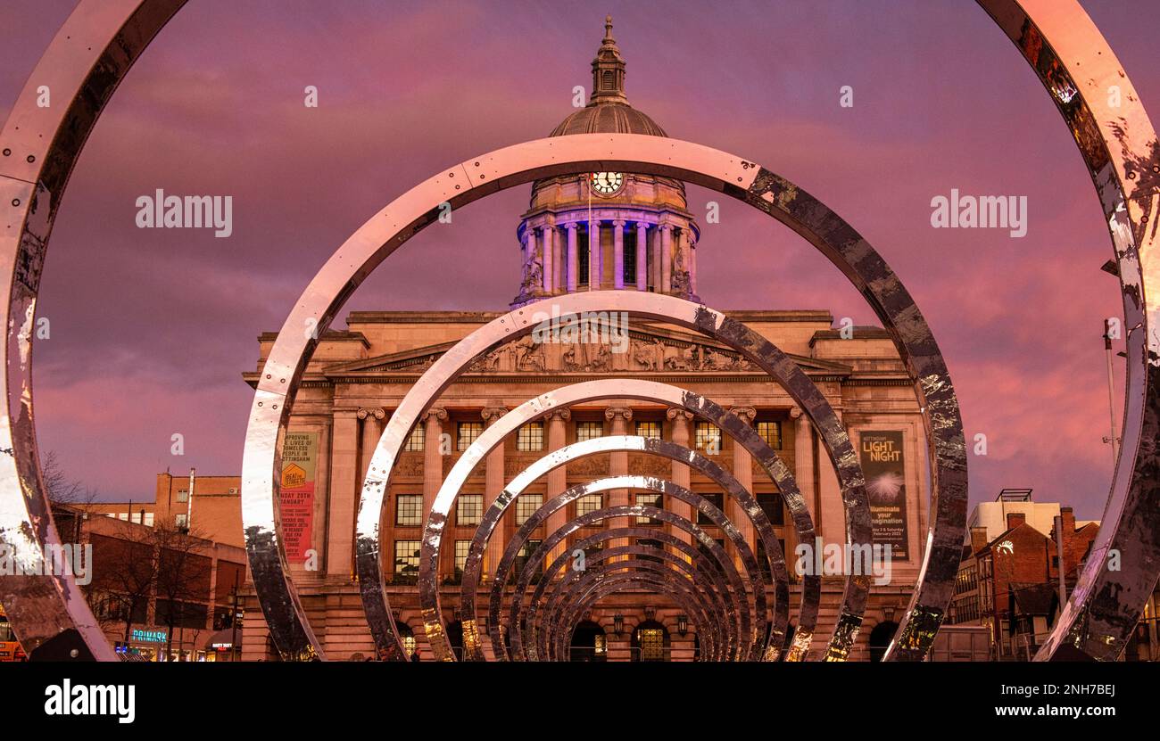 Sunset at Pulse as part of Light Night 2023 in the Market Square ...