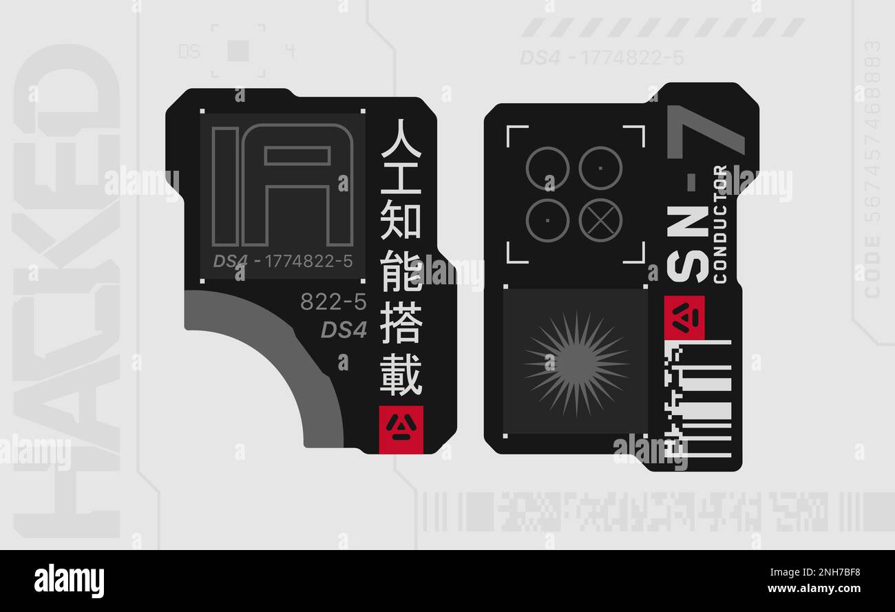 Cyberpunk decal. Vector sticker, label in futuristic style. Sci fi ...