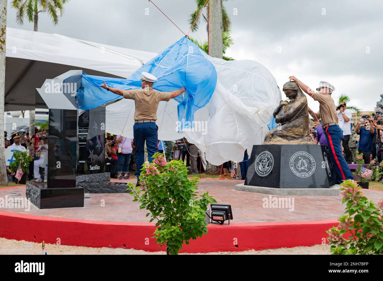 U.S. Marines unveil a Gold Star Families Memorial monument in Hagatna ...